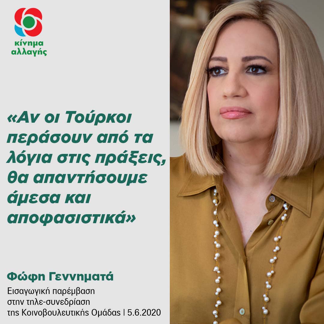 Φώφη Γεννηματά: «Αν οι Τούρκοι περάσουν από τα λόγια στις πράξεις, θα ...