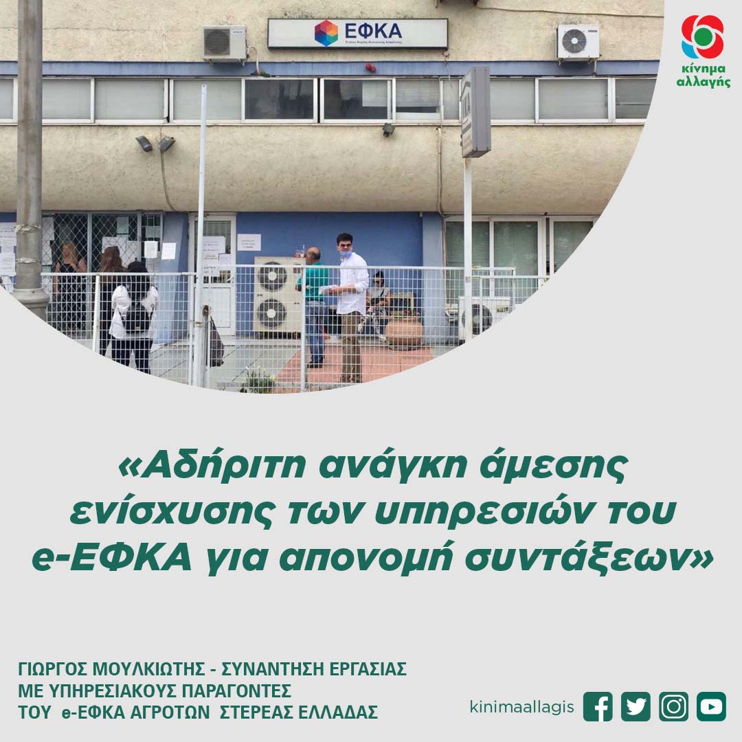 «Αδήριτη ανάγκη άμεσης ενίσχυσης των υπηρεσιών του e-ΕΦΚΑ για απονομή ...