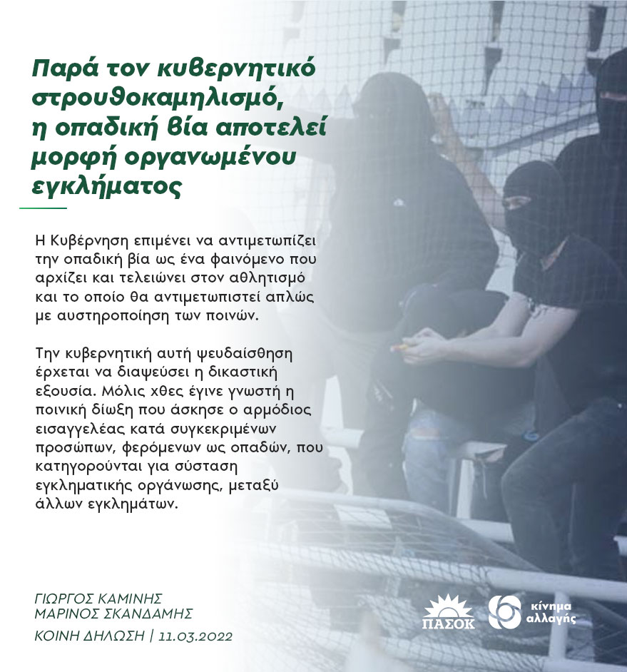 Παρά τον κυβερνητικό στρουθοκαμηλισμό, η οπαδική βία αποτελεί μορφή ...