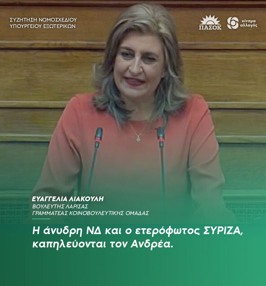 Ευαγγελία Λιακούλη: «Η άνυδρη ΝΔ και ο ετερόφωτος ΣΥΡΙΖΑ, καπηλεύονται ...